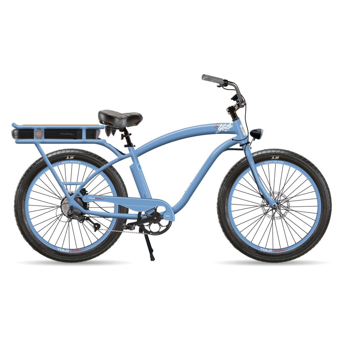 Beach Cruiser Electric Bike - Coastal Blue | E-Bike Cruiser | YOLO ...